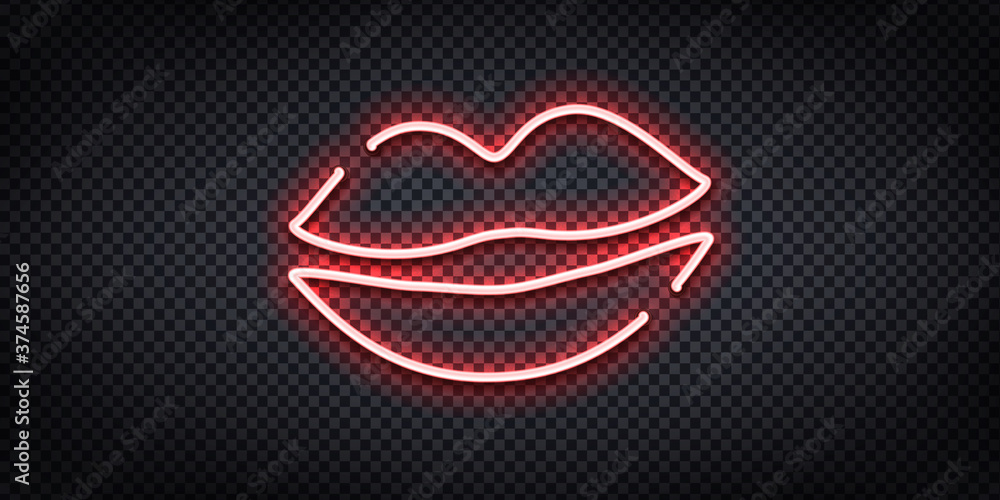 Vector realistic isolated neon sign of Lips logo for decoration and ...