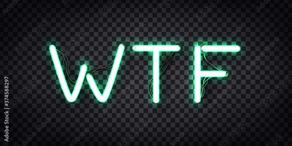 Vector realistic isolated neon sign of WTF logo for decoration and ...