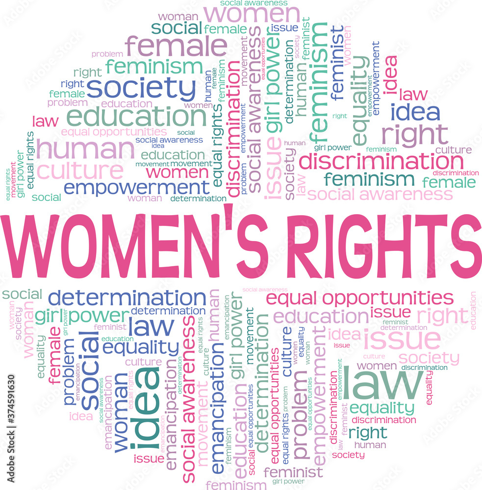 Women's rights vector illustration word cloud isolated on a white ...