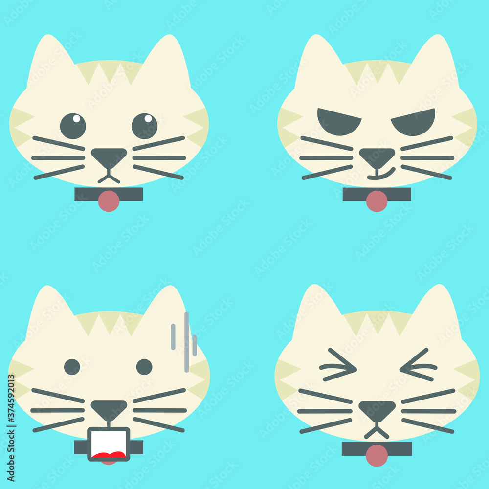 set of cat emoji vector design for icon, symbol, and logo. Editable ...