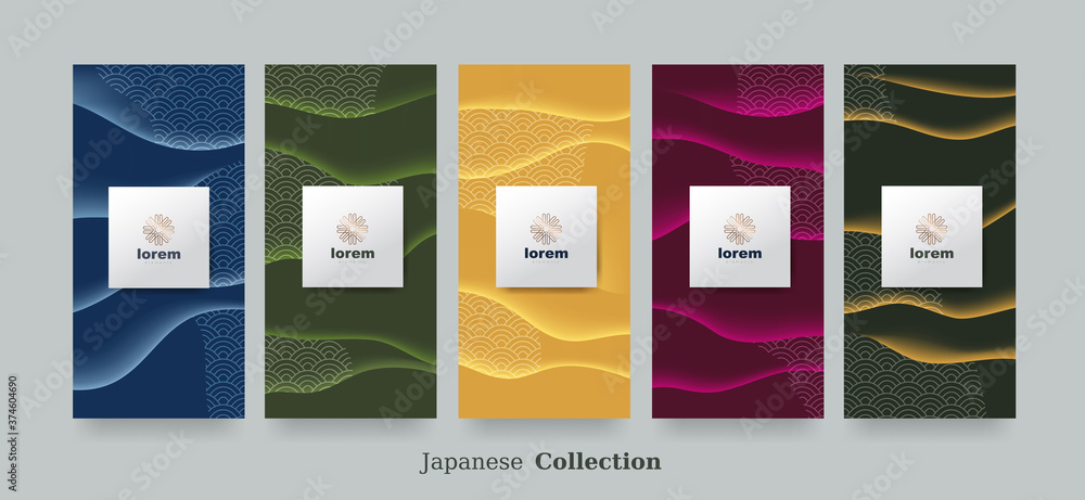 vector set packaging abstract arts background templates.Line pattern in ...