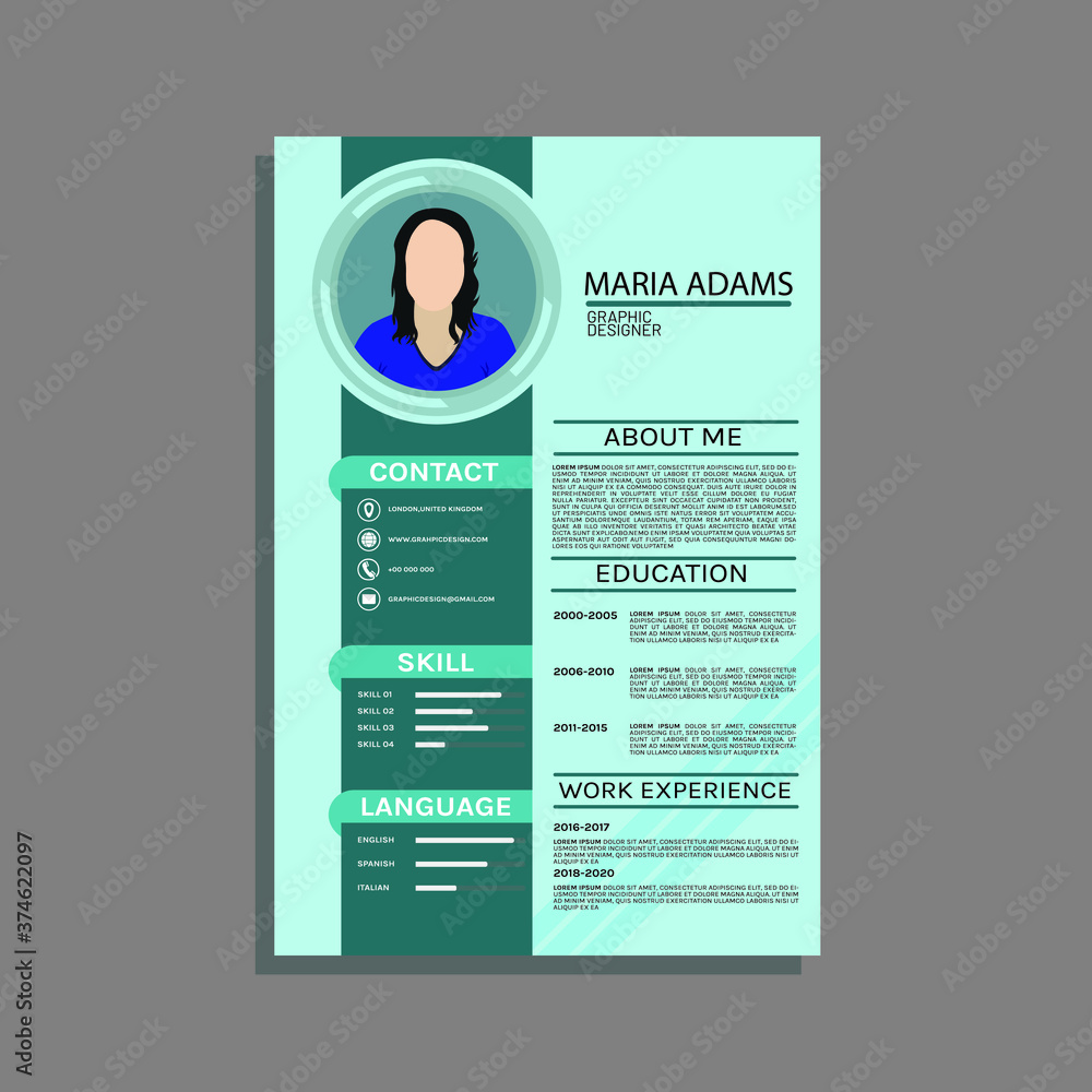 Modern CV resume design template . Business layout vector clean for job ...
