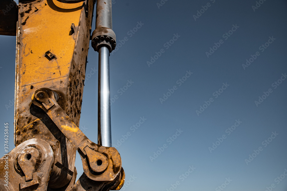 Pneumatic piston for machinery technology. Concept machine for lifting ...