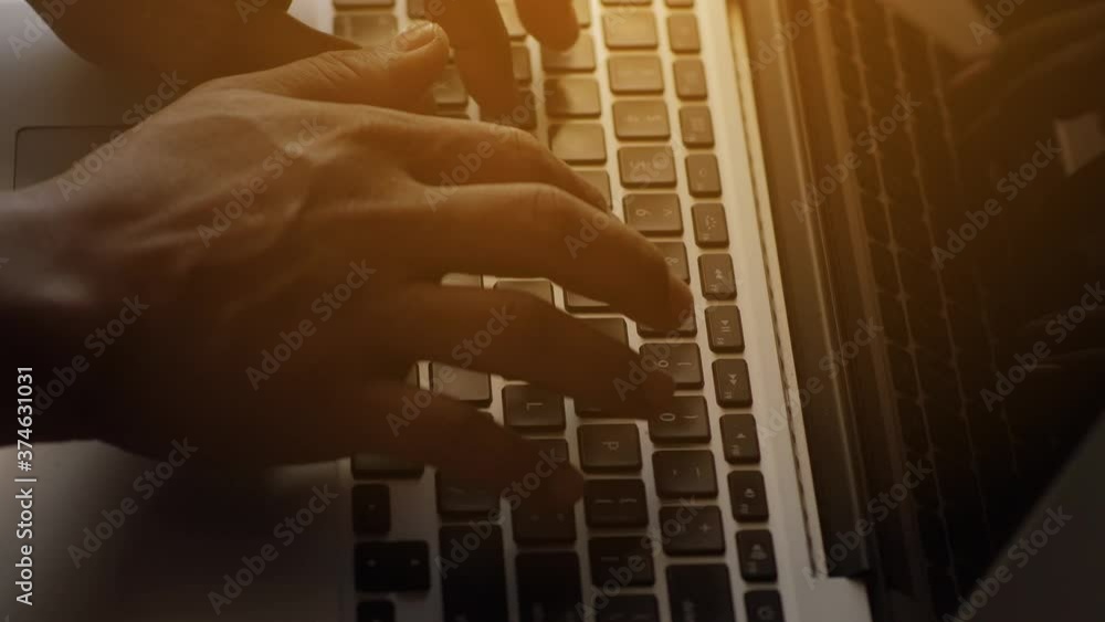 Businessman working on tablet computer,Extreme close-up human hands on ...