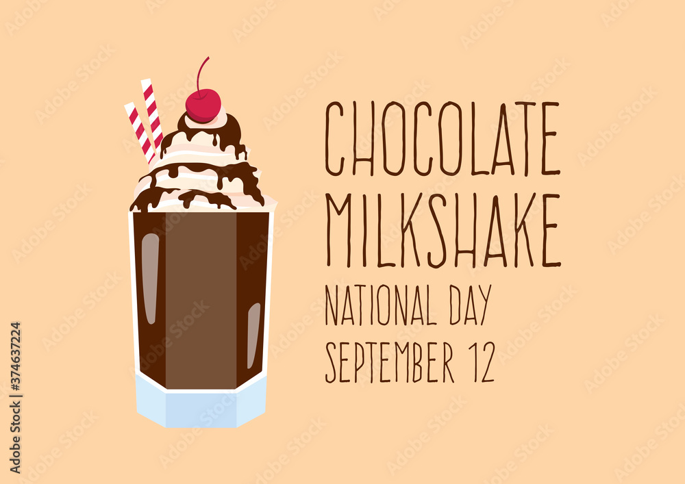 National Chocolate Milkshake Day vector. Glass of milkshake icon vector ...