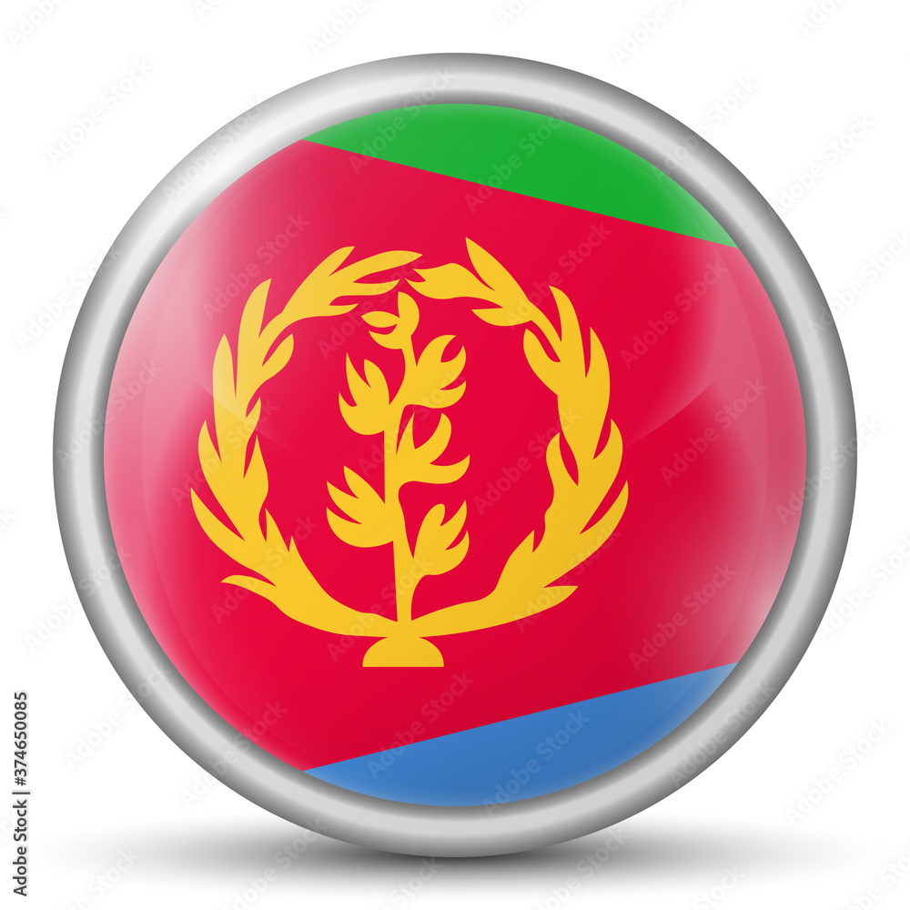 Glass light ball with flag of Eritrea. Round sphere, template icon ...