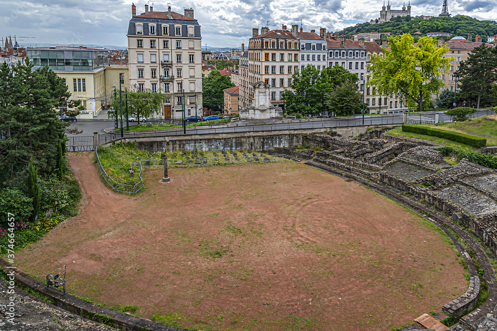 Roman Amphitheater of the Trois Gaules on the Croix-Rousse Hill built ...
