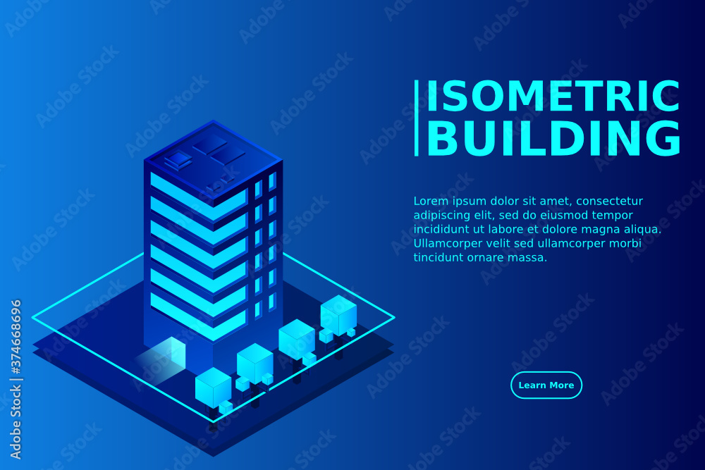 Smart city or intelligent building isometric vector concept. Modern ...