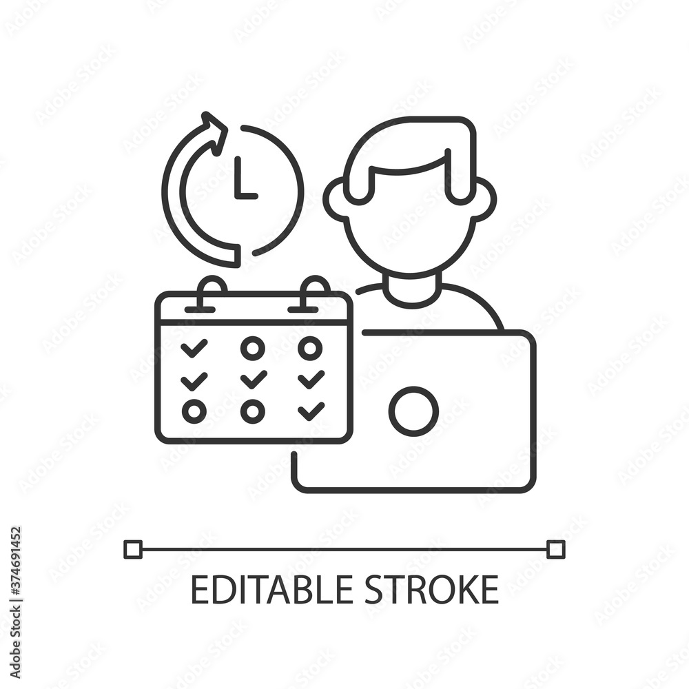 Part time job linear icon. Shift work, flexible schedule thin line ...