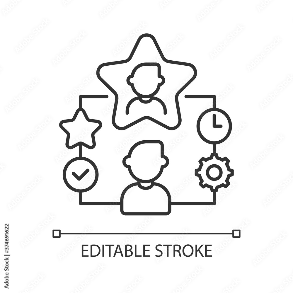 Experienced worker linear icon. Employee of the month thin line ...