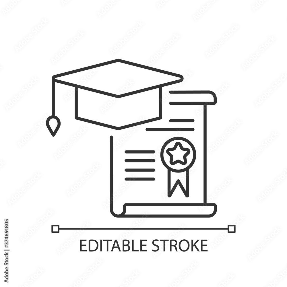 Internship linear icon. Vocational education, professional practice ...