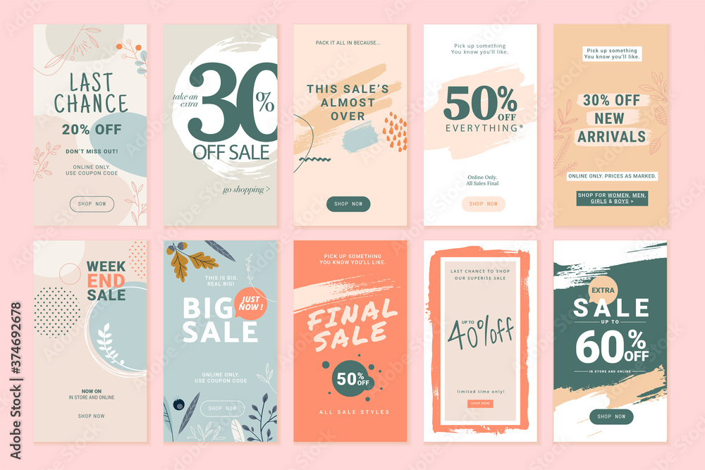 Set of mobile sale banners. Vector illustrations for website and mobile ...