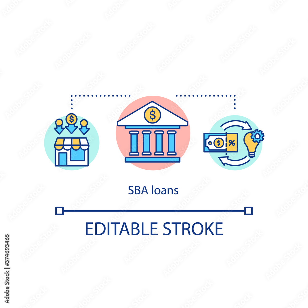 SBA loans concept icon. Small business administration idea thin line ...