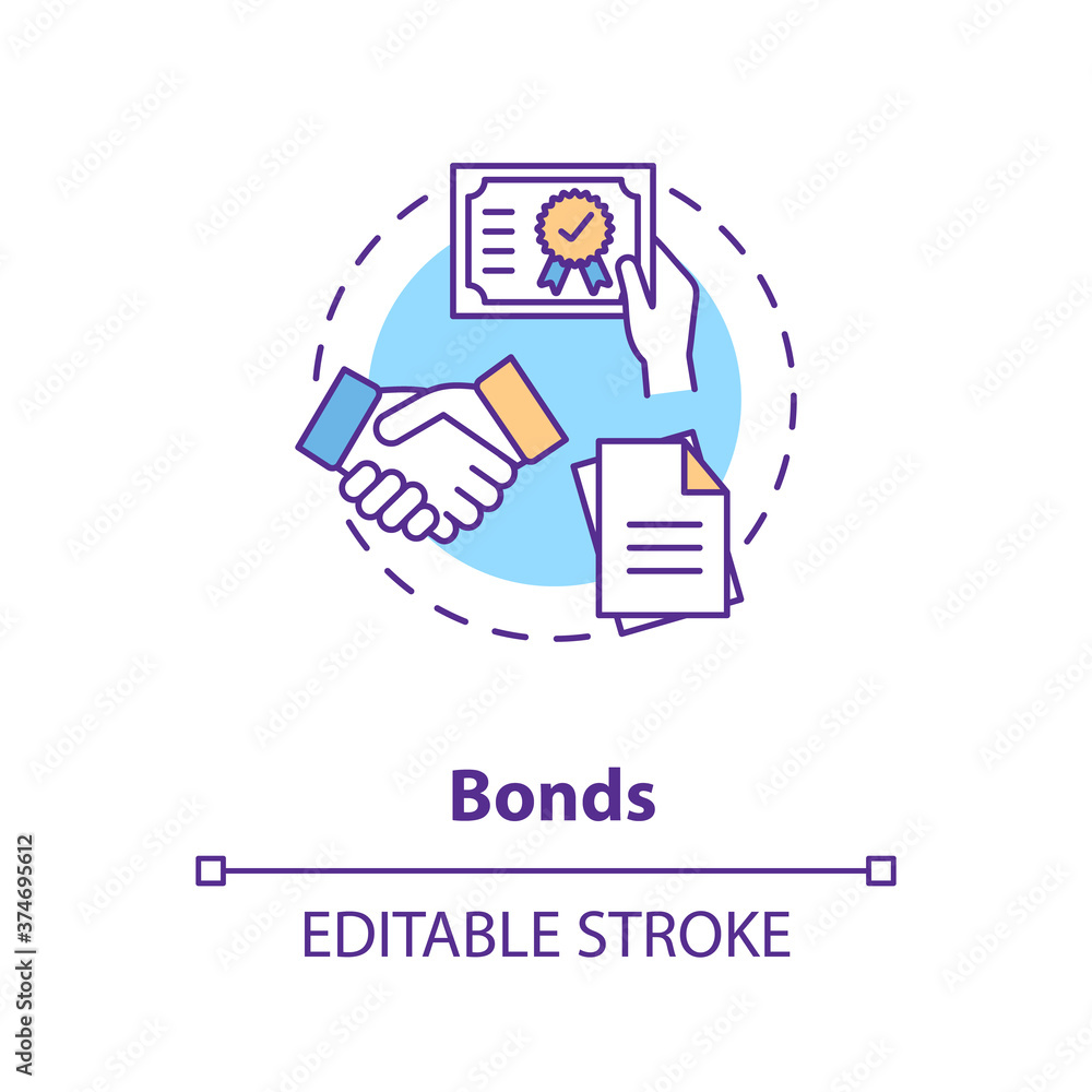 Bonds concept icon. Business investment strategy idea thin line ...