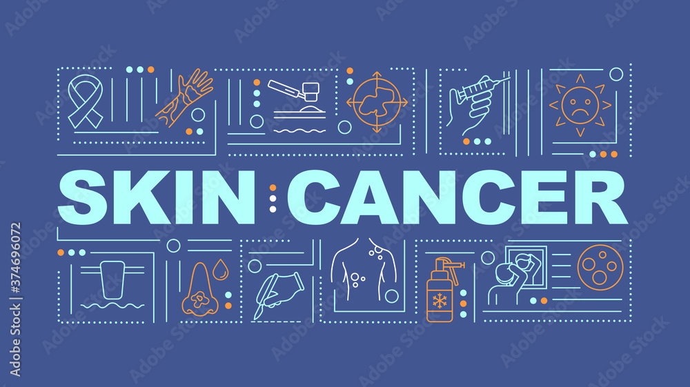 Skin cancer word concepts banner. Skin tumors and growths. Melanoma ...