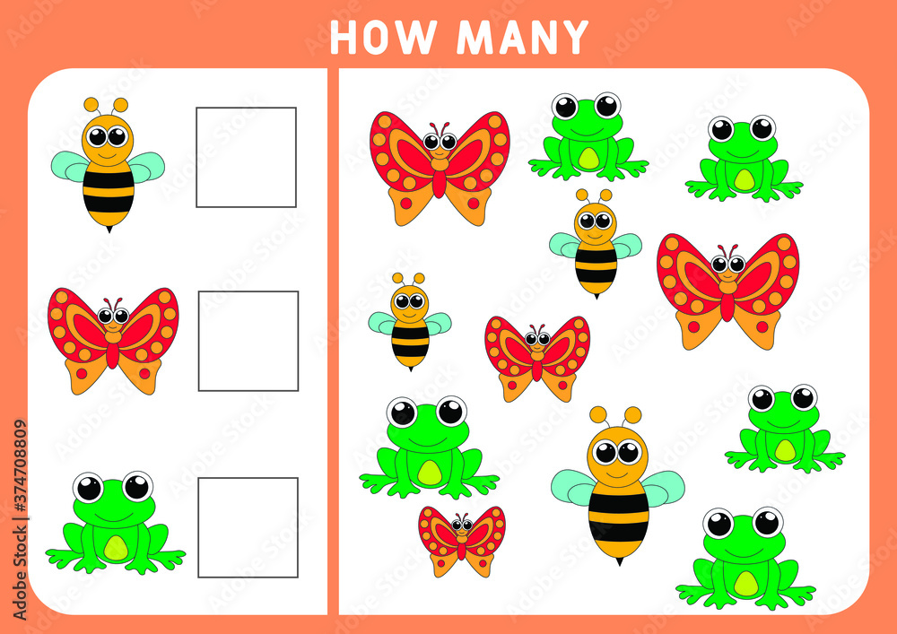 Counting Game for Preschool Children. Educational a mathematical game ...