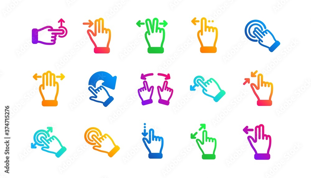 Hand swipe, Slide gesture, Multitasking icons. Touchscreen gesture icons. Touchscreen technology ...