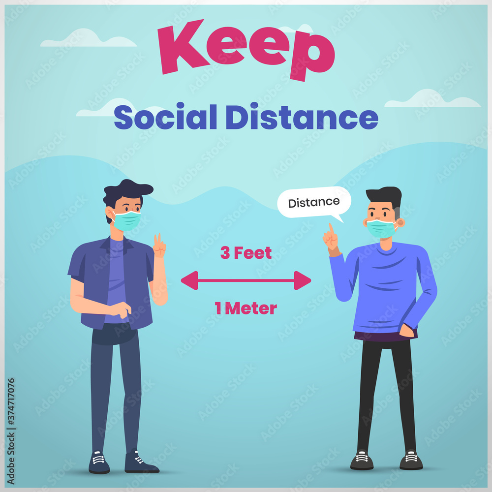 social distancing.one meter social distance.vector illustration with ...