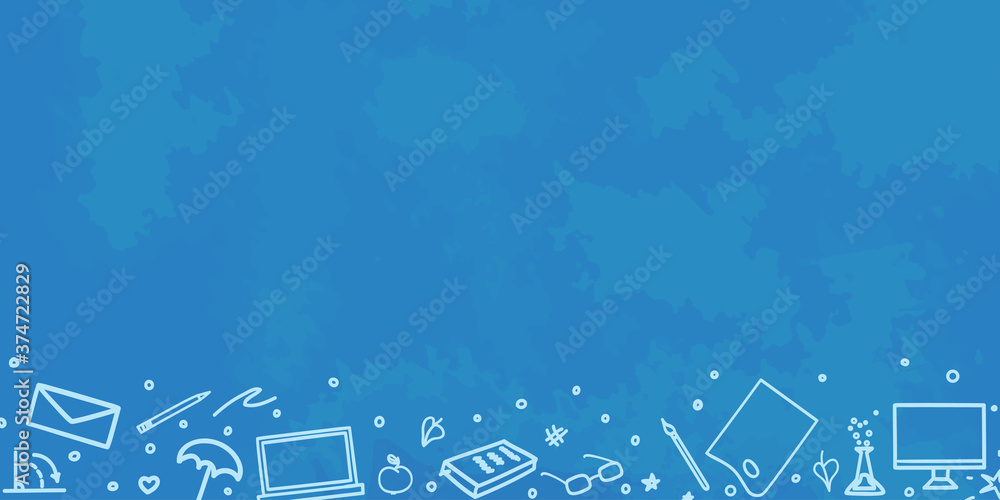 School chalkboard. Sketchy background with hand drawn school supplies ...