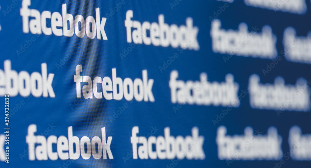 Seamless pattern of Facebook logo on blue background - real macro shot ...