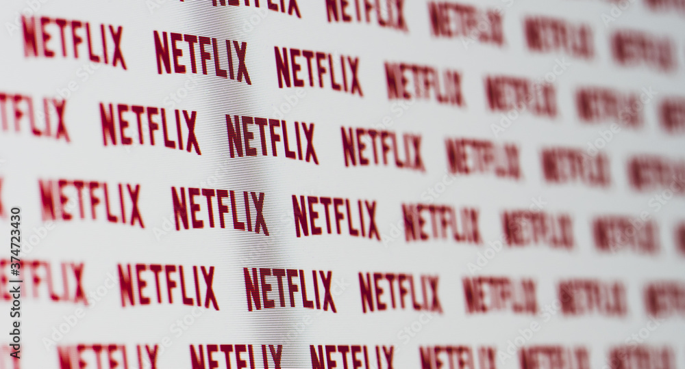 Seamless pattern of Netflix logo on white background - real macro shot ...