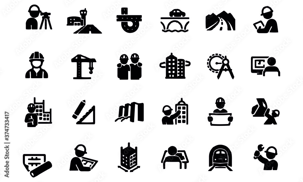 Civil Engineering Icons vector design Stock Vector | Adobe Stock