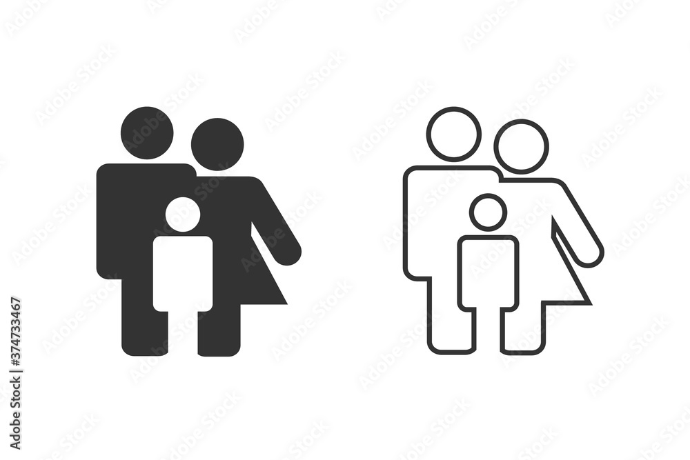 Family Line Icon Set Vector. design Stock Vector | Adobe Stock