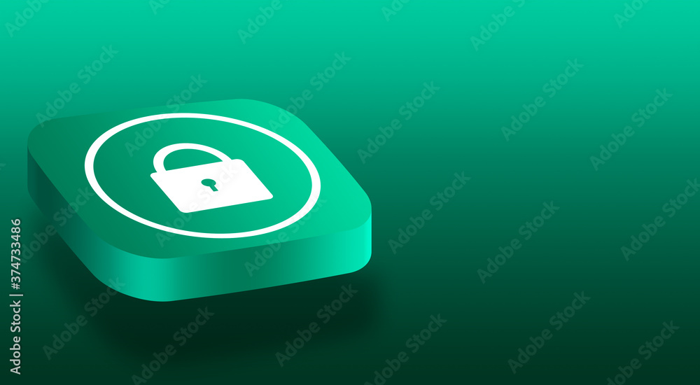 3d button with a lock icon. Icon on a volumetric platform. Lock icon ...