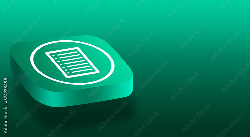 3d button with a document icon. Icon on a volumetric platform. Document ...