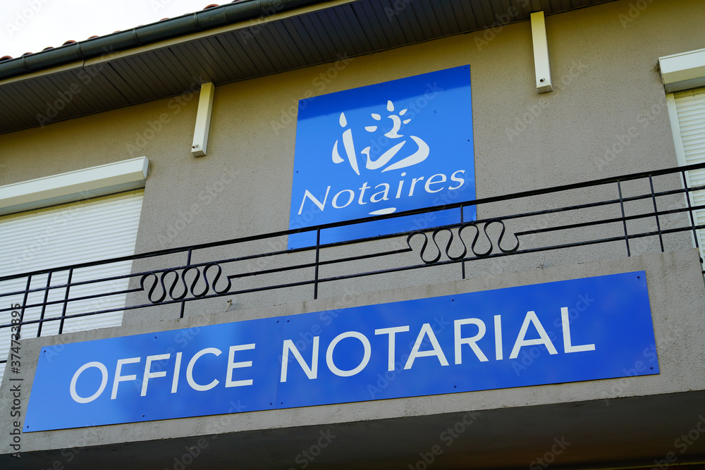 notary french Notaire blue board sign logo and text office notarial ...