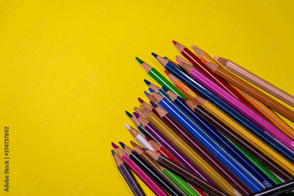colored pencils concept art back to school, class time, school ...