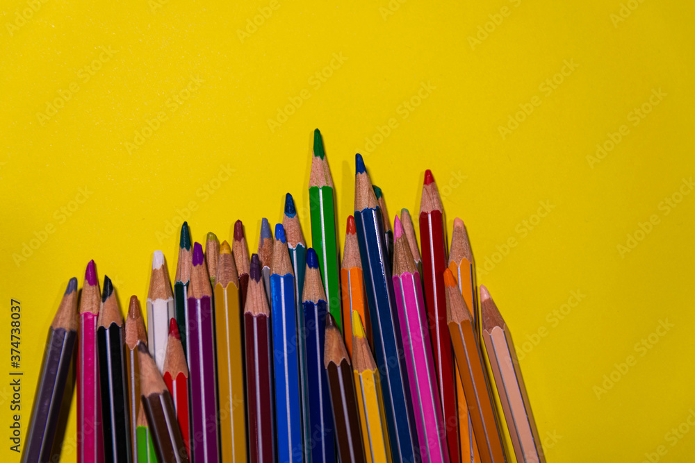 colored pencils concept art back to school, class time, school ...
