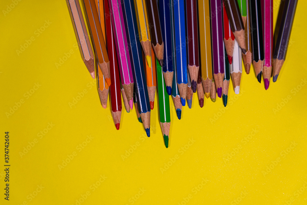colored pencils concept art back to school, class time, school ...