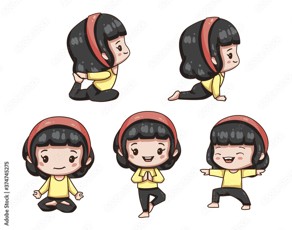 Vector illustration of cute chibi character isolated on white ...