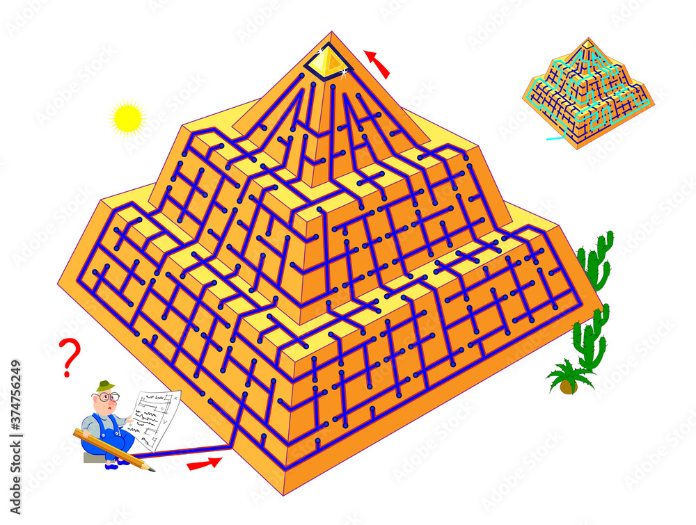 Logic puzzle game with labyrinth for children and adults. Help the ...