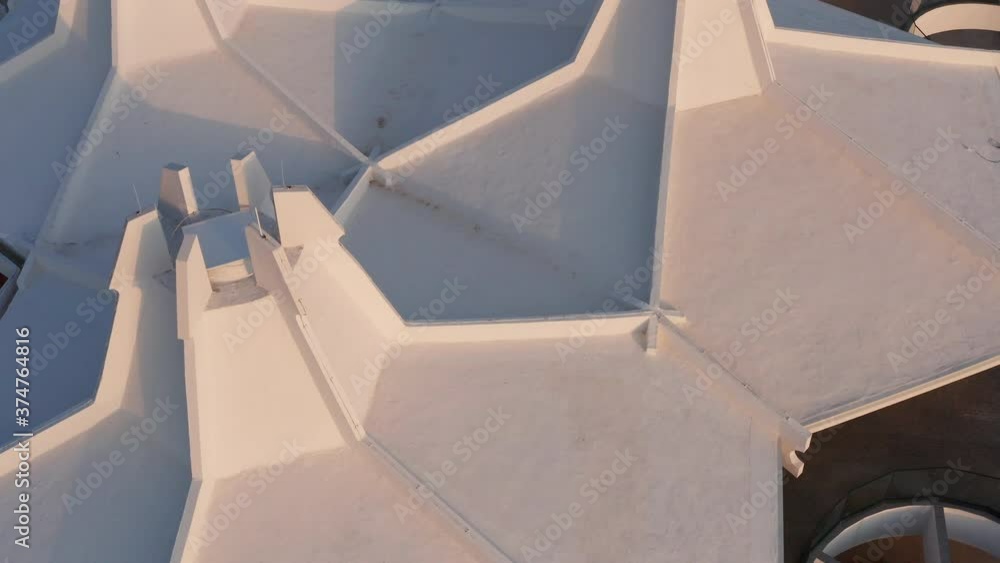 Tented roof with hexagonal peaks - Futuristic white concrete hipped ...
