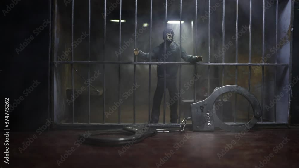 Execution concept. Death penalty guillotine miniature inside old prison ...