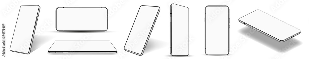 Realistic smartphone collection at different angles (perspective ...