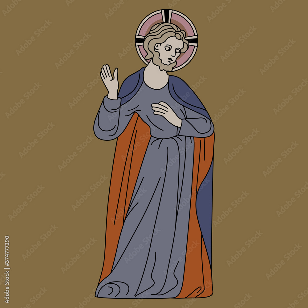 Jesus Christ. Medieval icon. Christian saint. Isolated vector ...