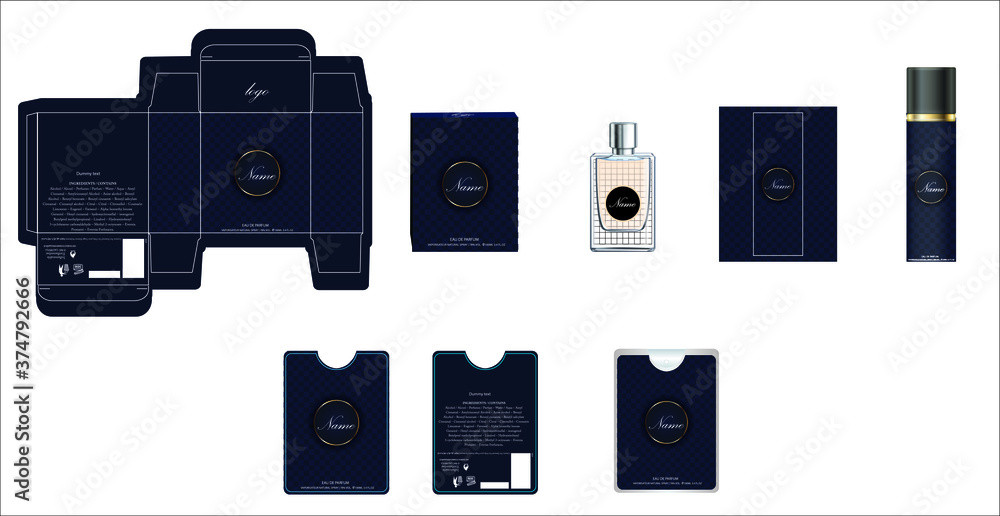 Packaging design, perfume luxury box design template and mock up box ...