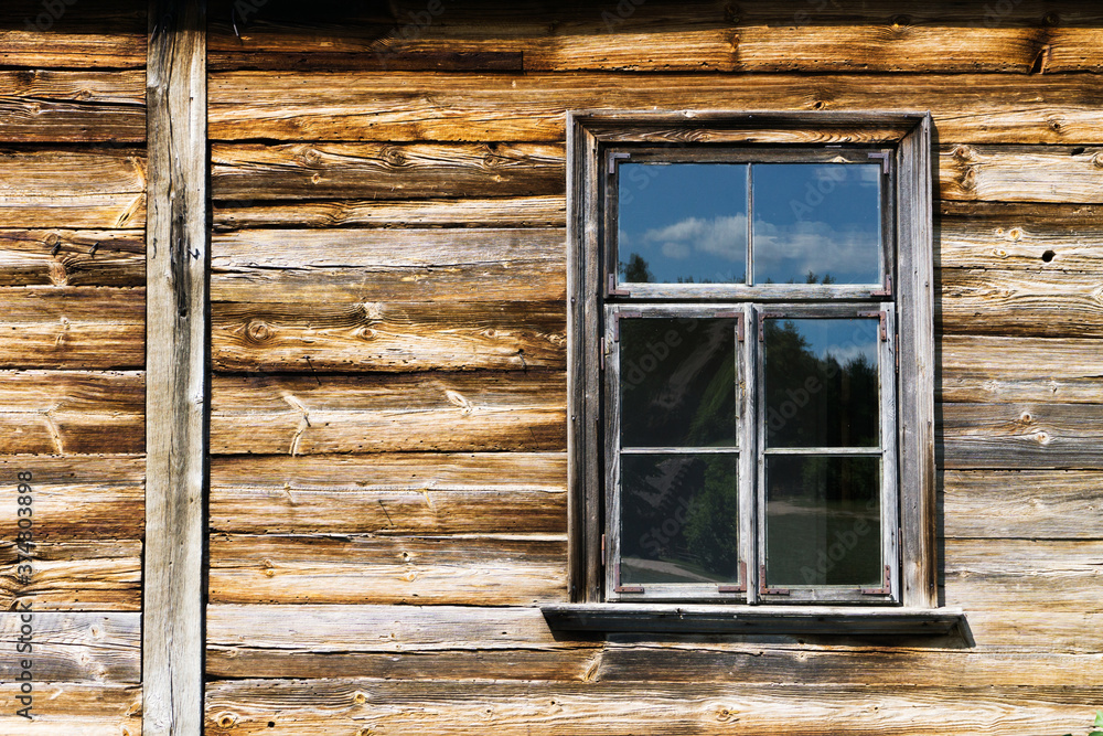 Wooden window background. Empty copy space rustic cottage house ...