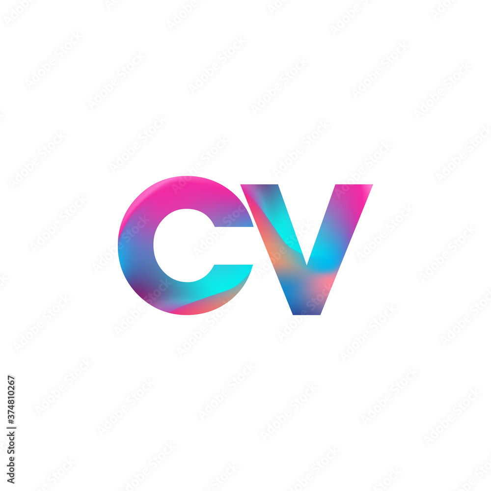 Initial Letter CV Logo Lowercase colorful design, Modern and Simple ...