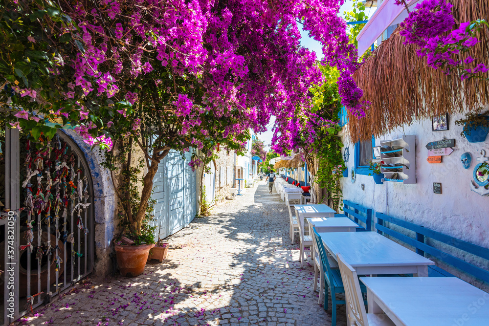 Alacati street view in Alacati Town. Alacati is populer historical ...