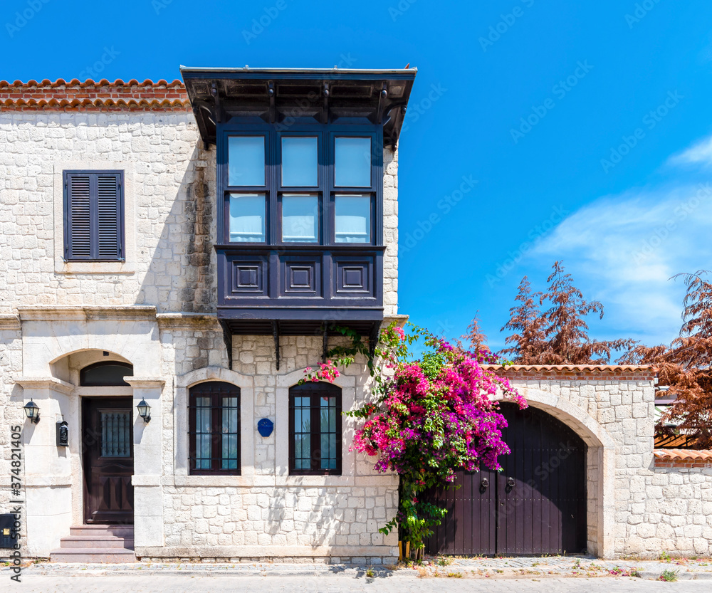 Alacati street view in Alacati Town. Alacati is populer historical ...
