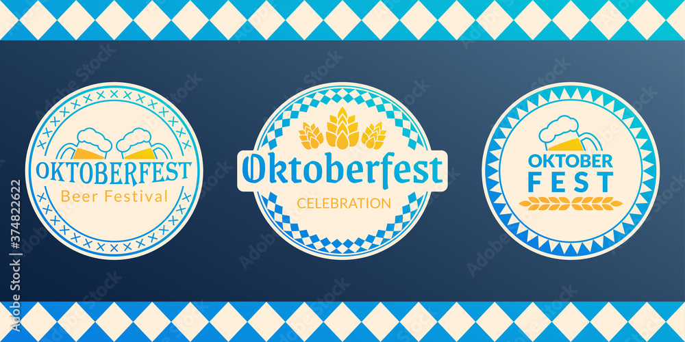 Oktoberfest logo, badge or label set. Beer festival poster or banner ...