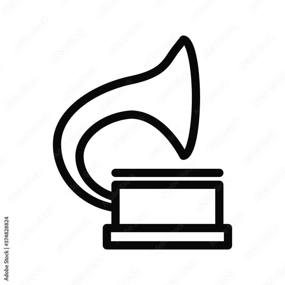 gramophone icon or logo in outline Stock Vector | Adobe Stock