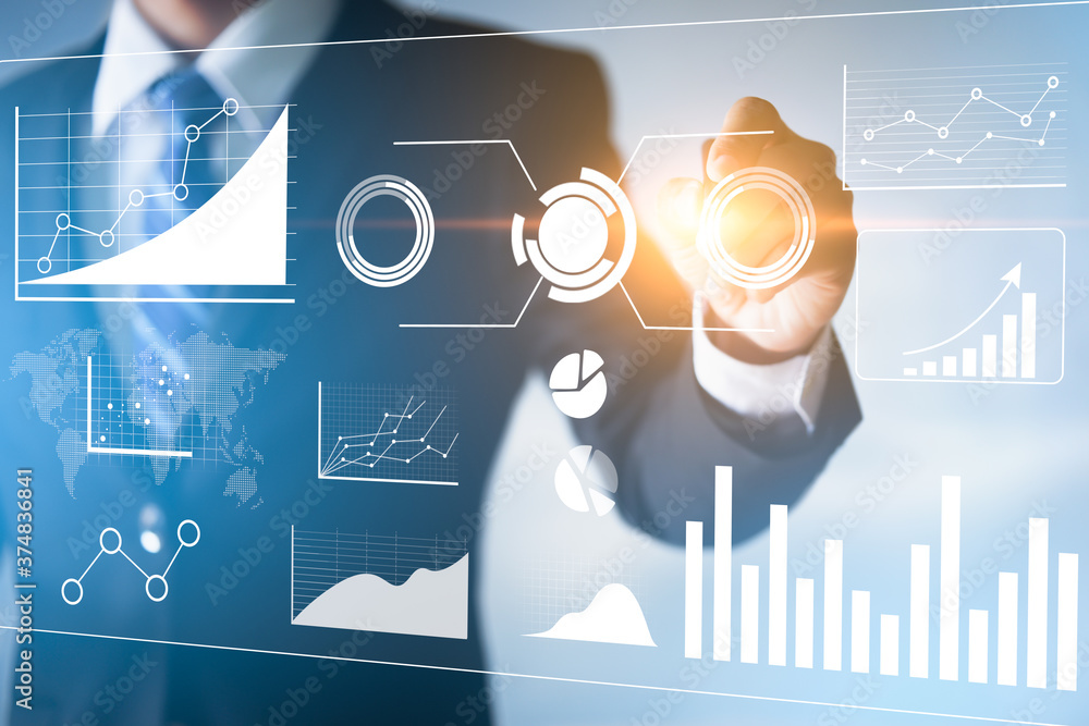 Business intelligence concept, Data analytics report and key ...