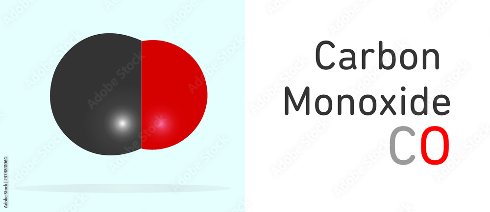 Carbon Monoxide (CO2) gas molecule. Space filling model. Structural ...