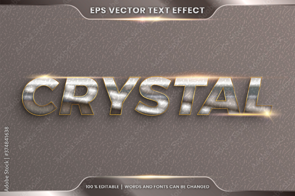 Text effect in 3d Crystal words, font styles theme editable realistic ...