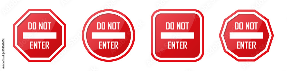 Set of red Do Not Enter sign in different shapes Stock Vector | Adobe Stock